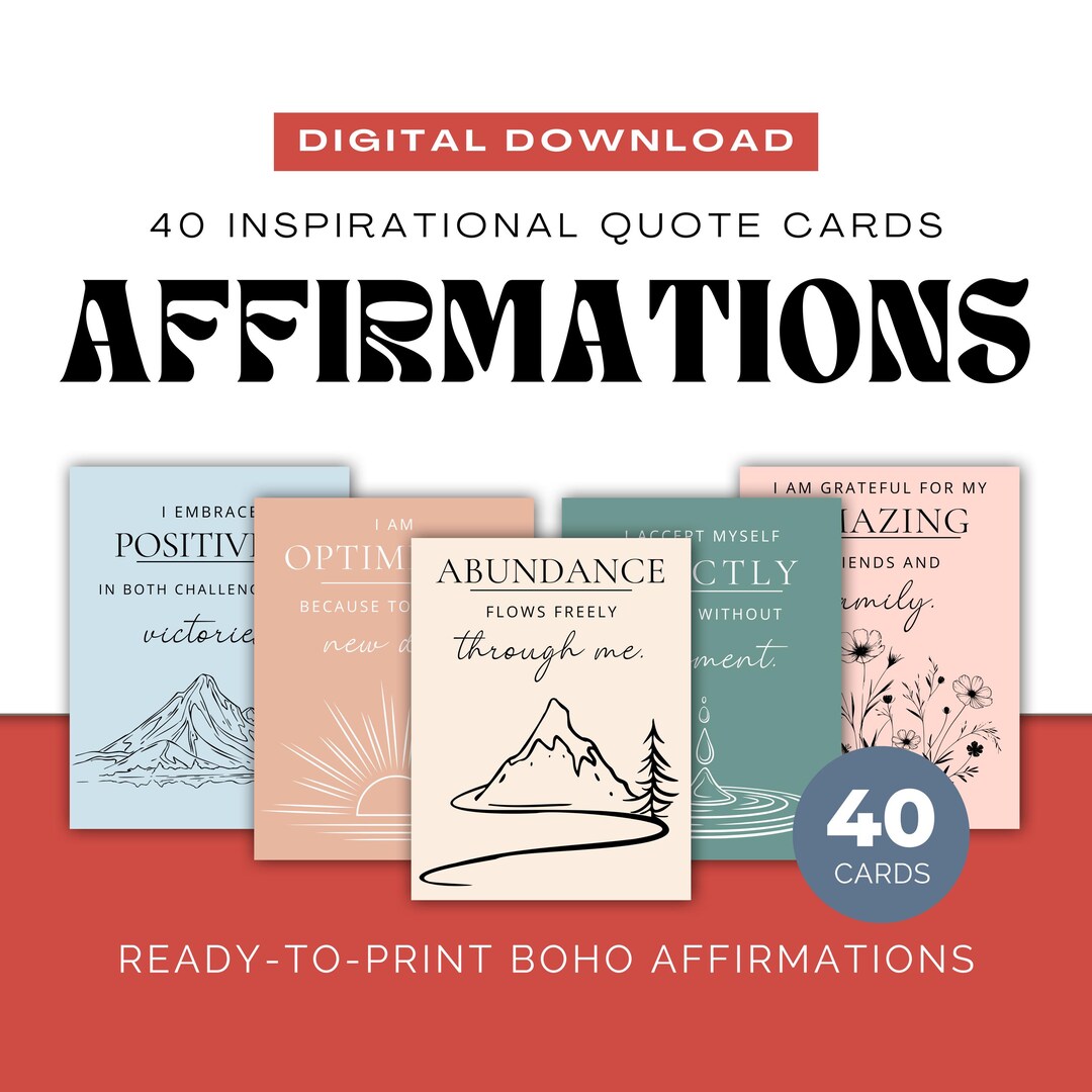 Boho Affirmation Cards, Printable Quotes, Affirmation Cards, Positive ...