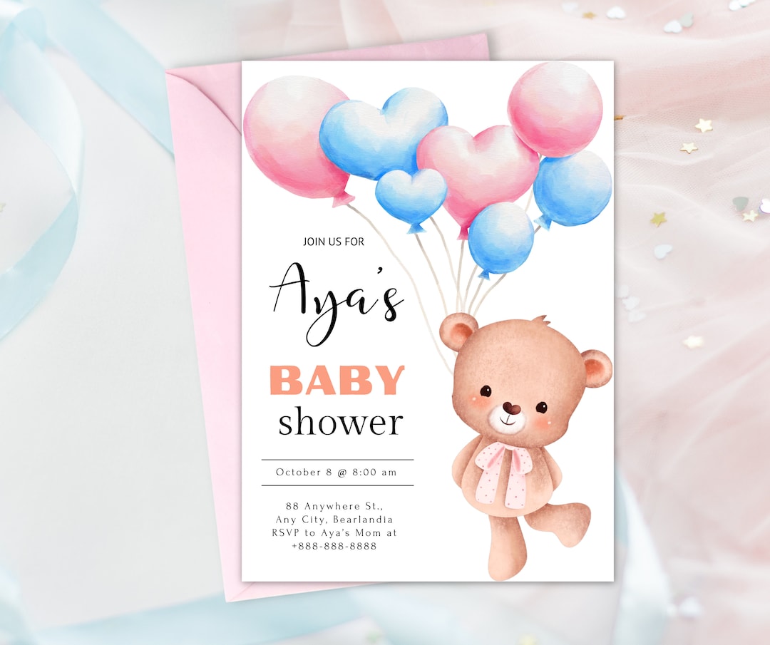 Editable Teddy Bear Invitation, Teddy Bear Invitation, Teddy Bear ...