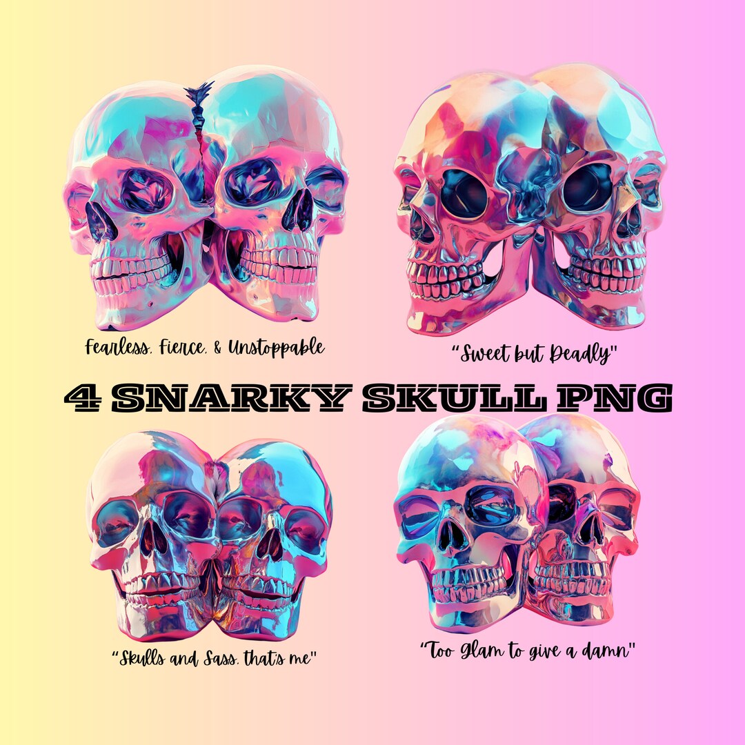 3D Snarky Skull 4-PNG Design Bundle, Adult Humor PNG, Sarcastic PNG ...