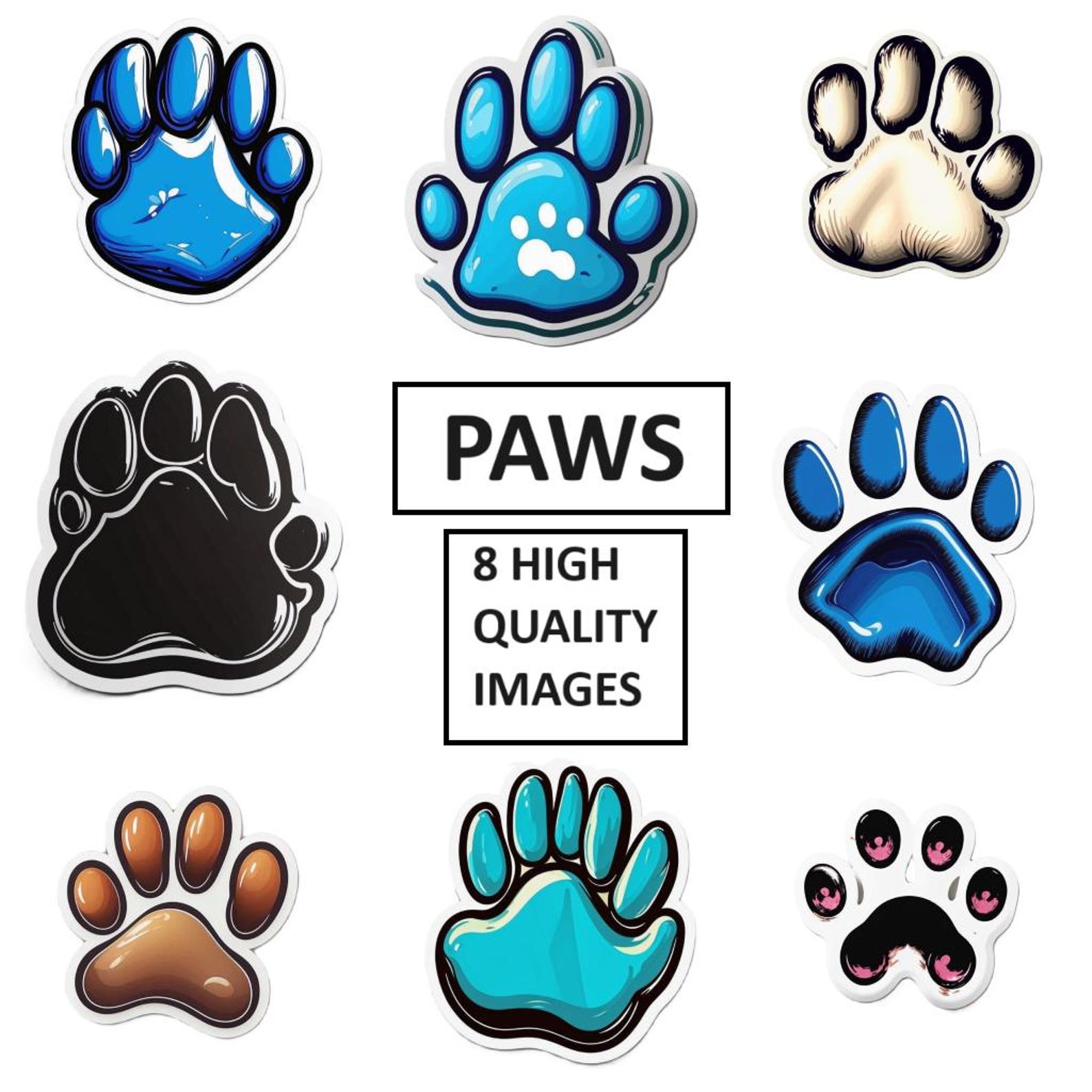 Bear Paw Stickers, Set, Set of Paws, Bear, Gnawing, Paw Png, Instant ...
