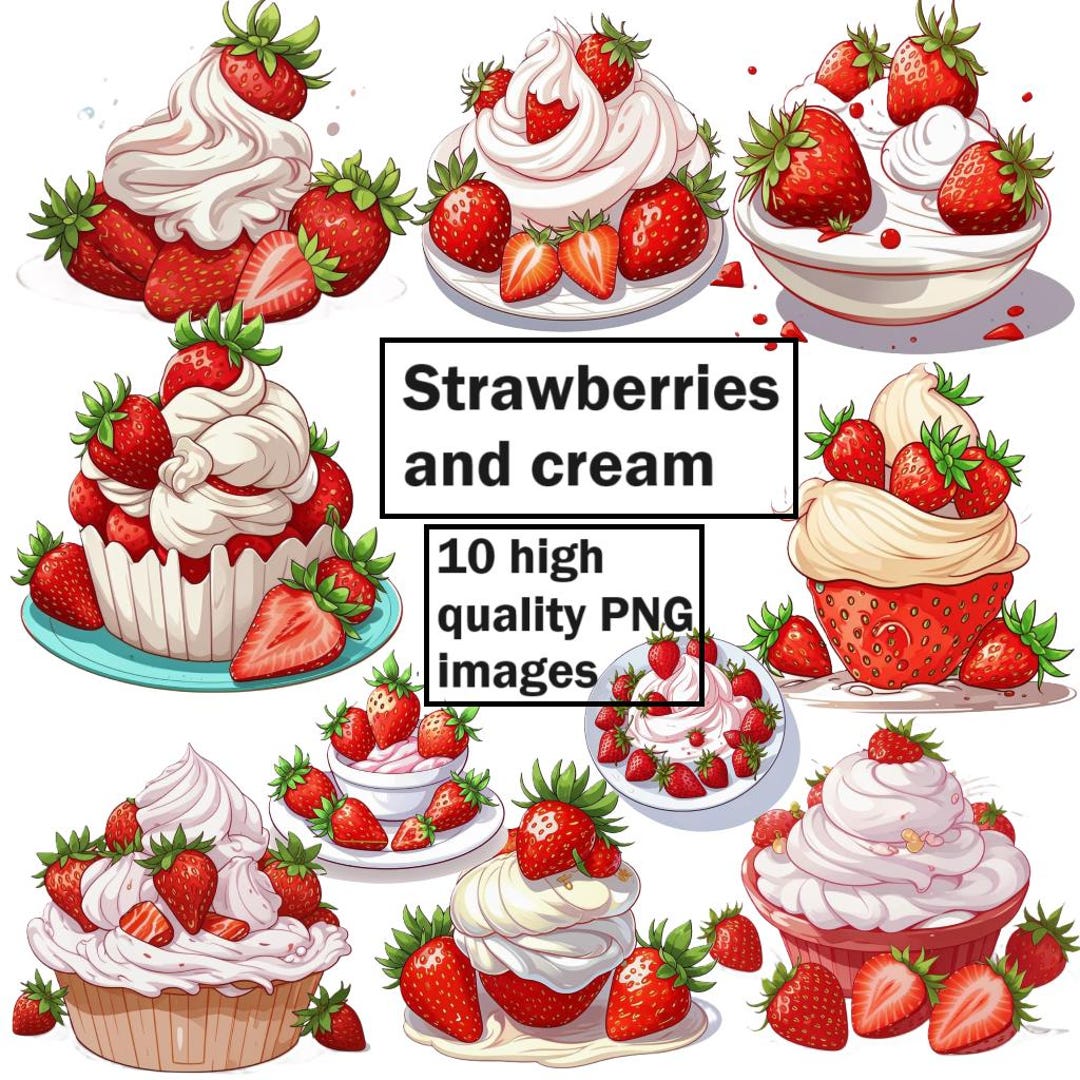 Strawberries and Cream Clip Art, Strawberries Png, Strawberries Clip ...