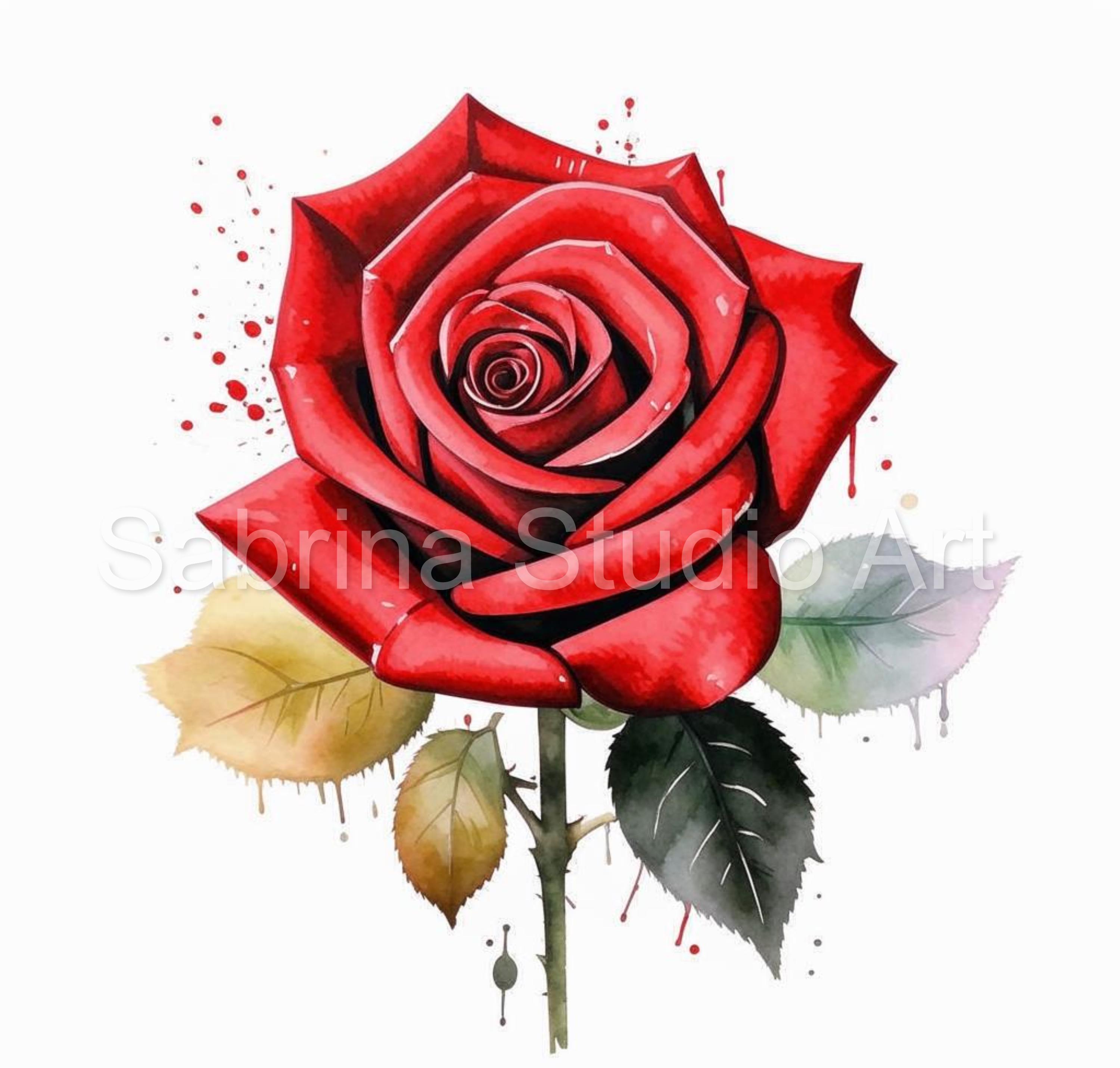 Rose Watercolor, Clip Art, Png Rose Set, Digital Use, Digital Stickers ...