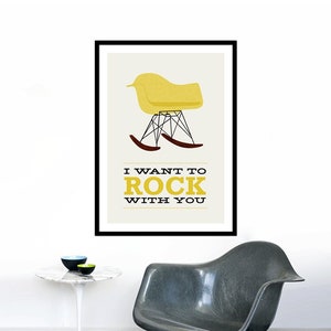 Eames Poster Print Mid Century Modern Chair Chair Vintage Rocker Retro ...