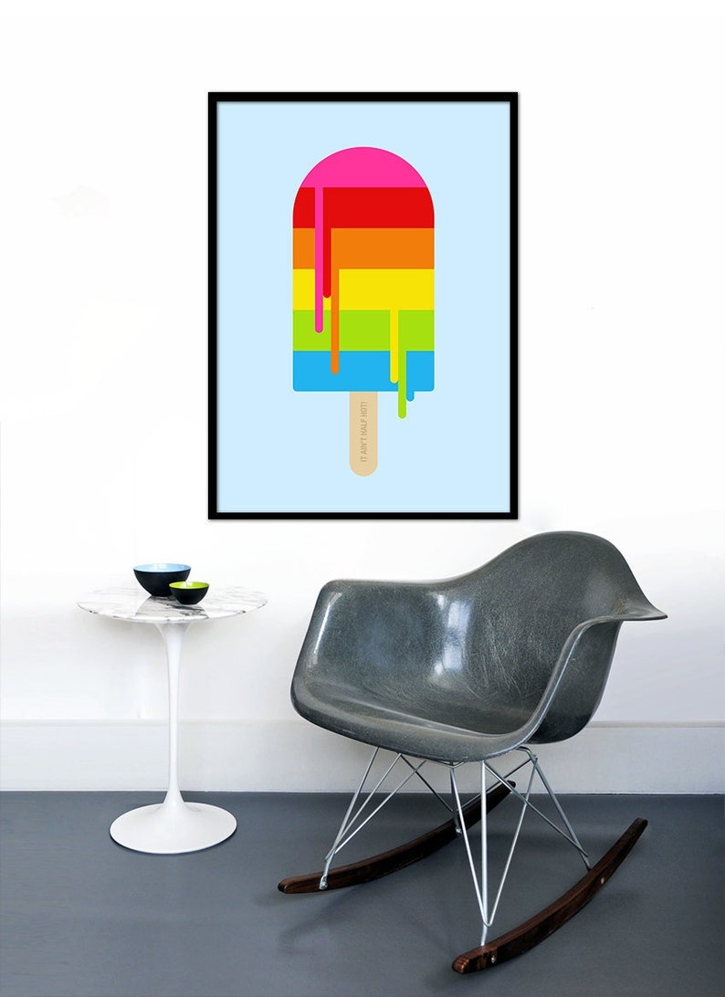 Retro Poster Rainbow Lollipop Print Nursery Kids Bedroom Mid Century ...