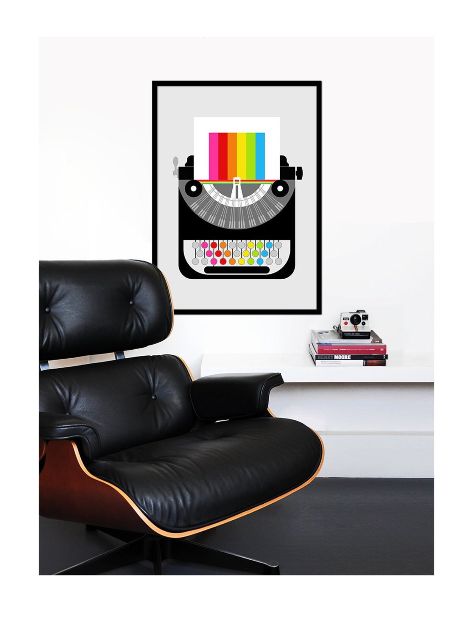 Retro Poster Print Rainbow Typewriter Mid Century Modern Office Kitchen ...