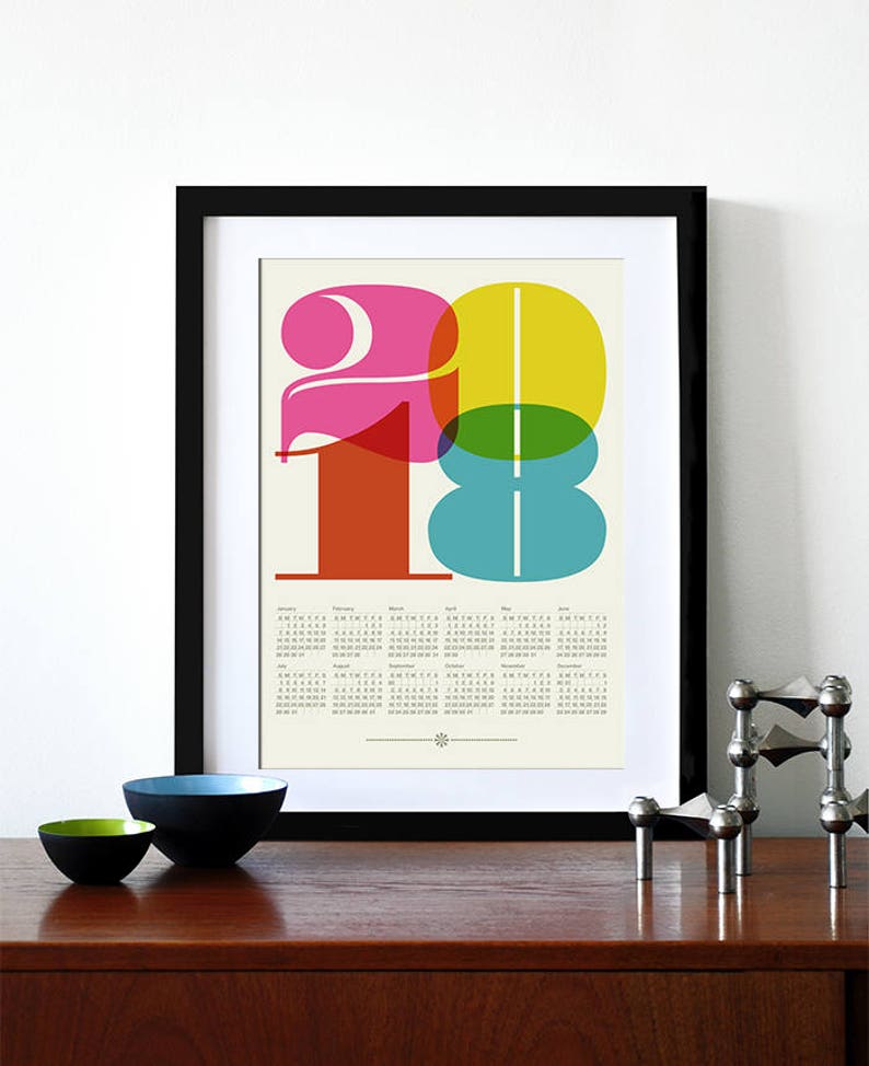 2018 Calendar Poster Retro Kitchen Art Mid Century Modern - Etsy