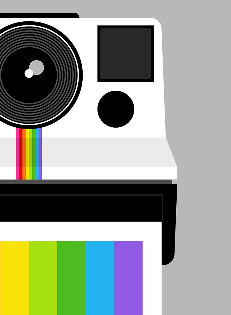 Polaroid Poster, Vintage Camera Print, Eames Design, Retro Rainbow ...