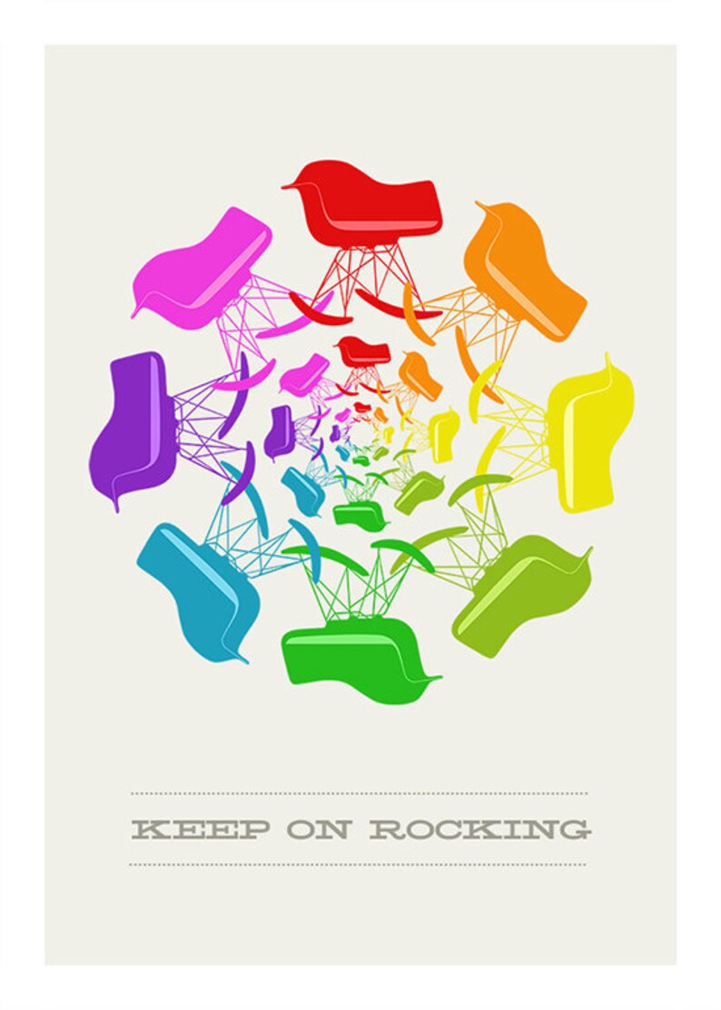 Eames Poster Print Keep on Rocking 2 A3 Midcentury Modern Chair Herman ...