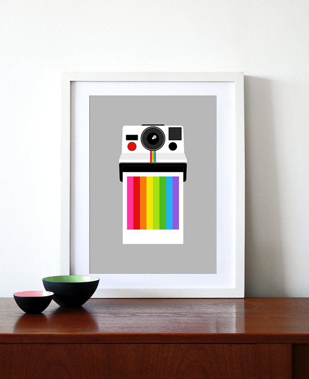 Polaroid Poster, Vintage Camera Print, Eames Design, Retro Rainbow ...