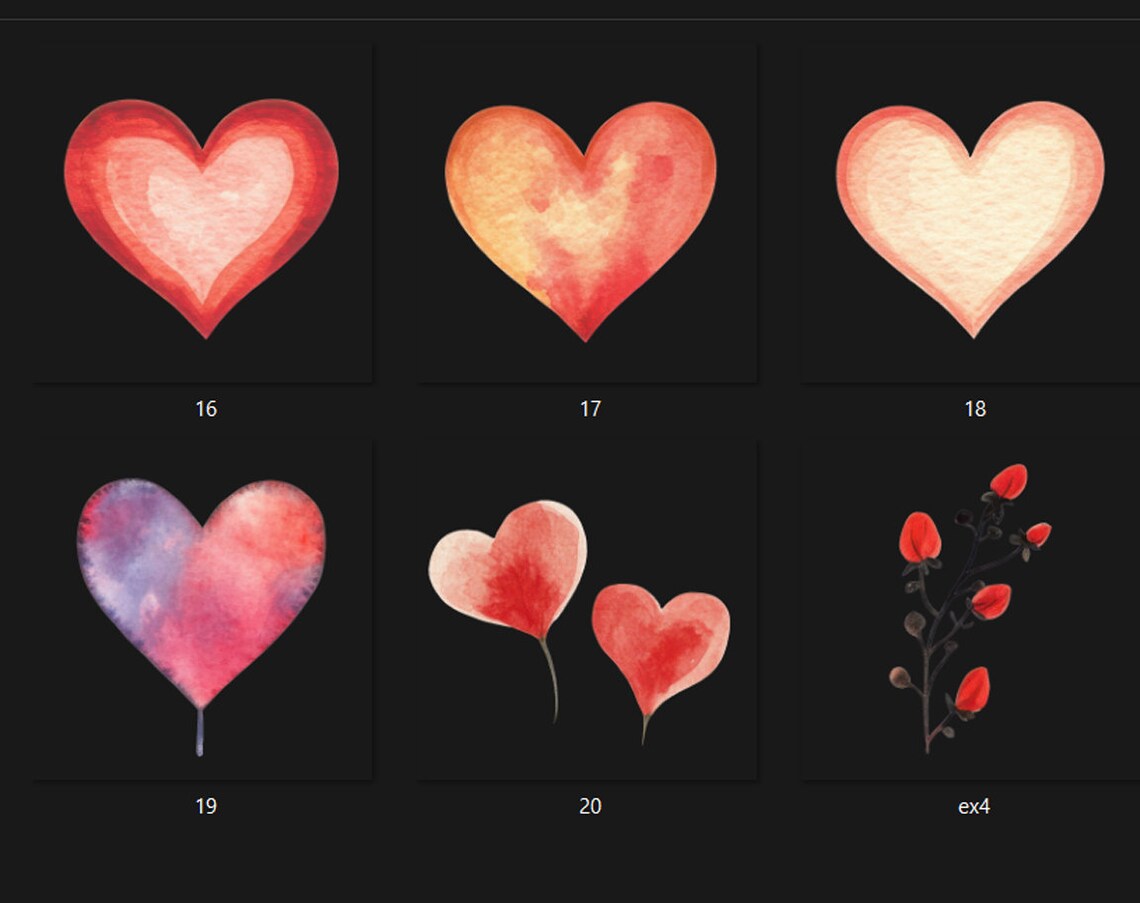 Heart Watercolor Clipart Set Clean Minimal Style Kids Collection ...