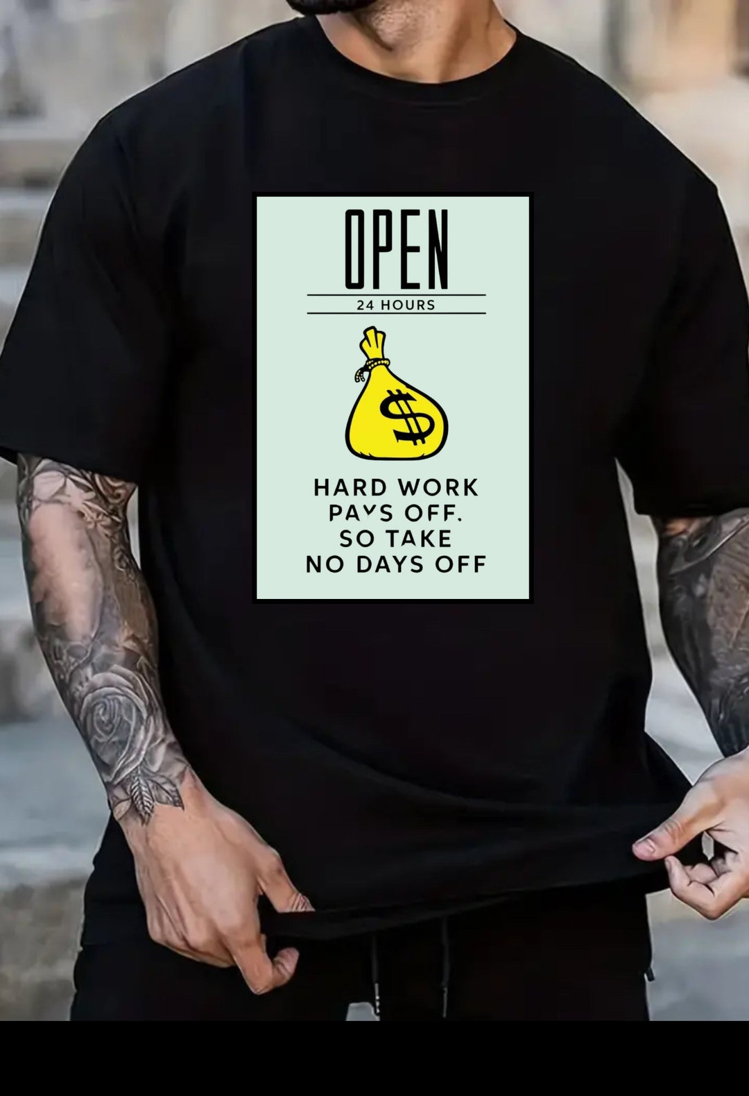 Monopoly Inspired Open 24 Hrs Take No Days off T-shirt, Short Sleeve ...