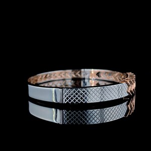 Platinum & Rose Gold Bracelet for Men: Geometric Design - Etsy