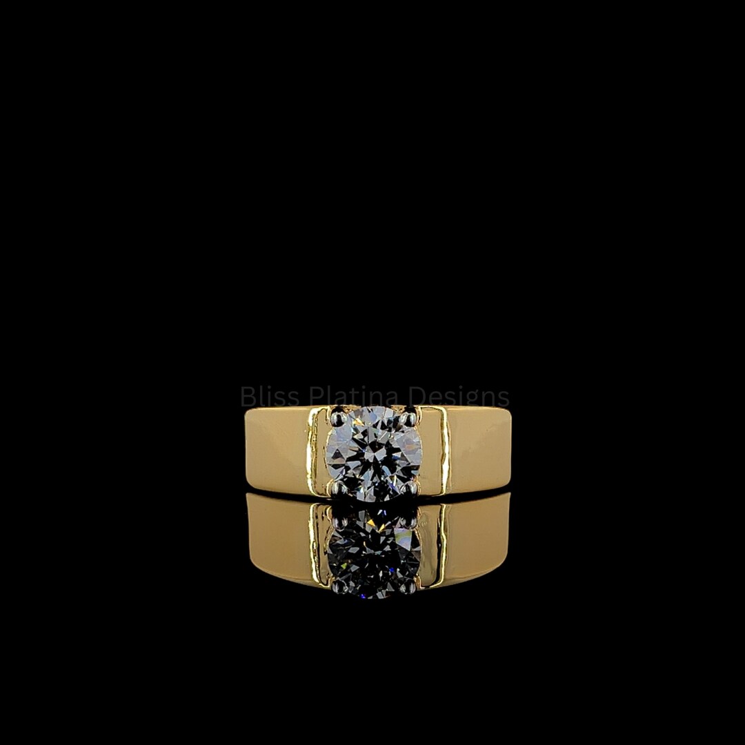 1.0ct Round Lab Grown Diamond Men's Ring, Solitaire, 10KT 14KT 18KT ...