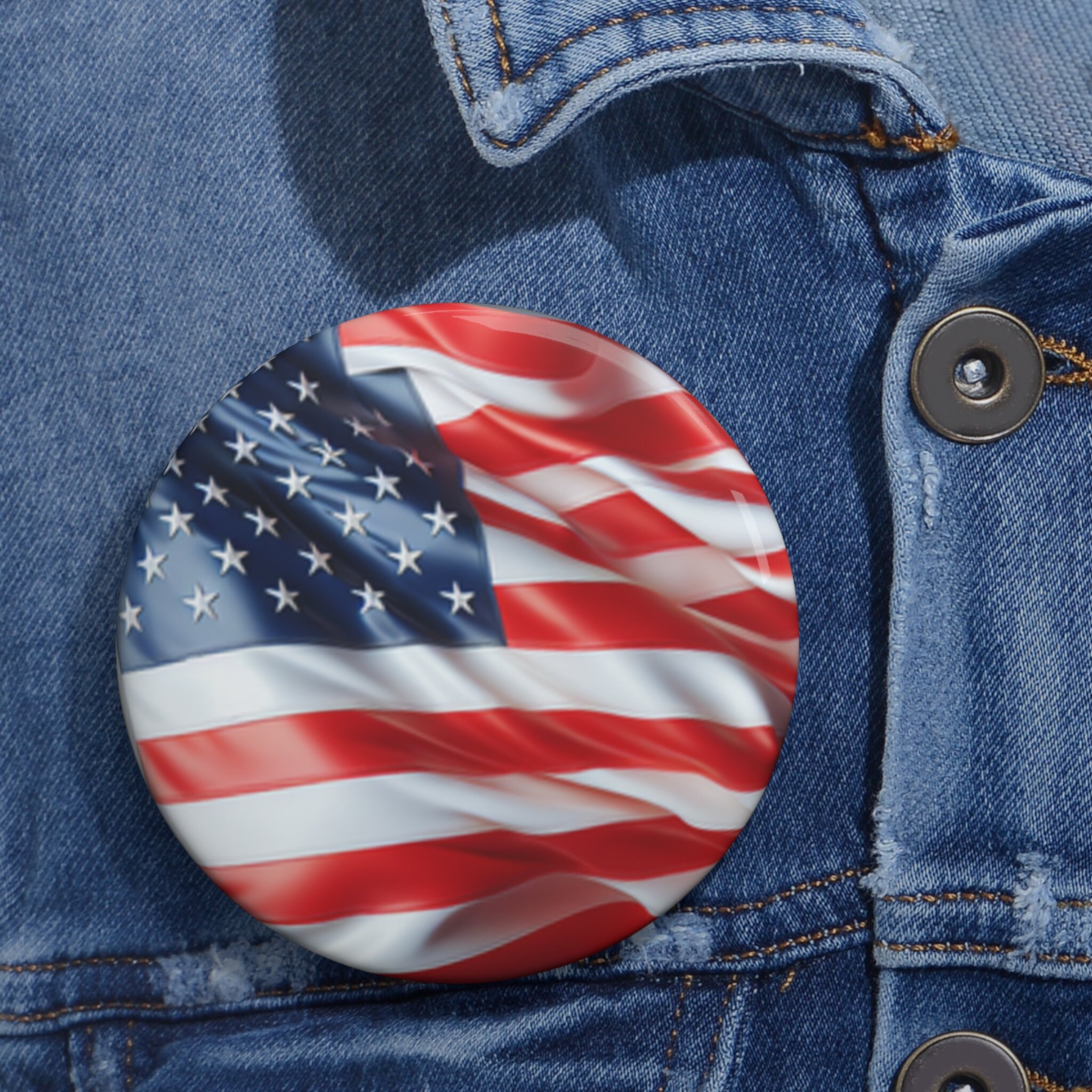 American Flag Pin Button - Etsy