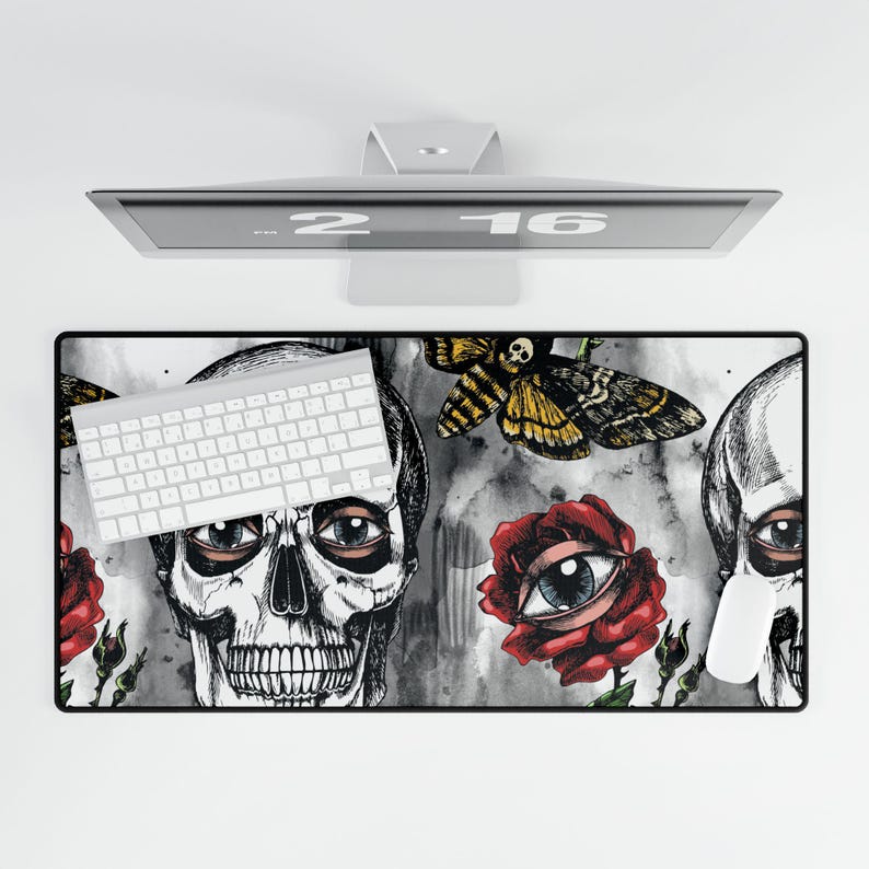 Skull Creepy Modern Surreal Mouspad Desk Mat - Etsy