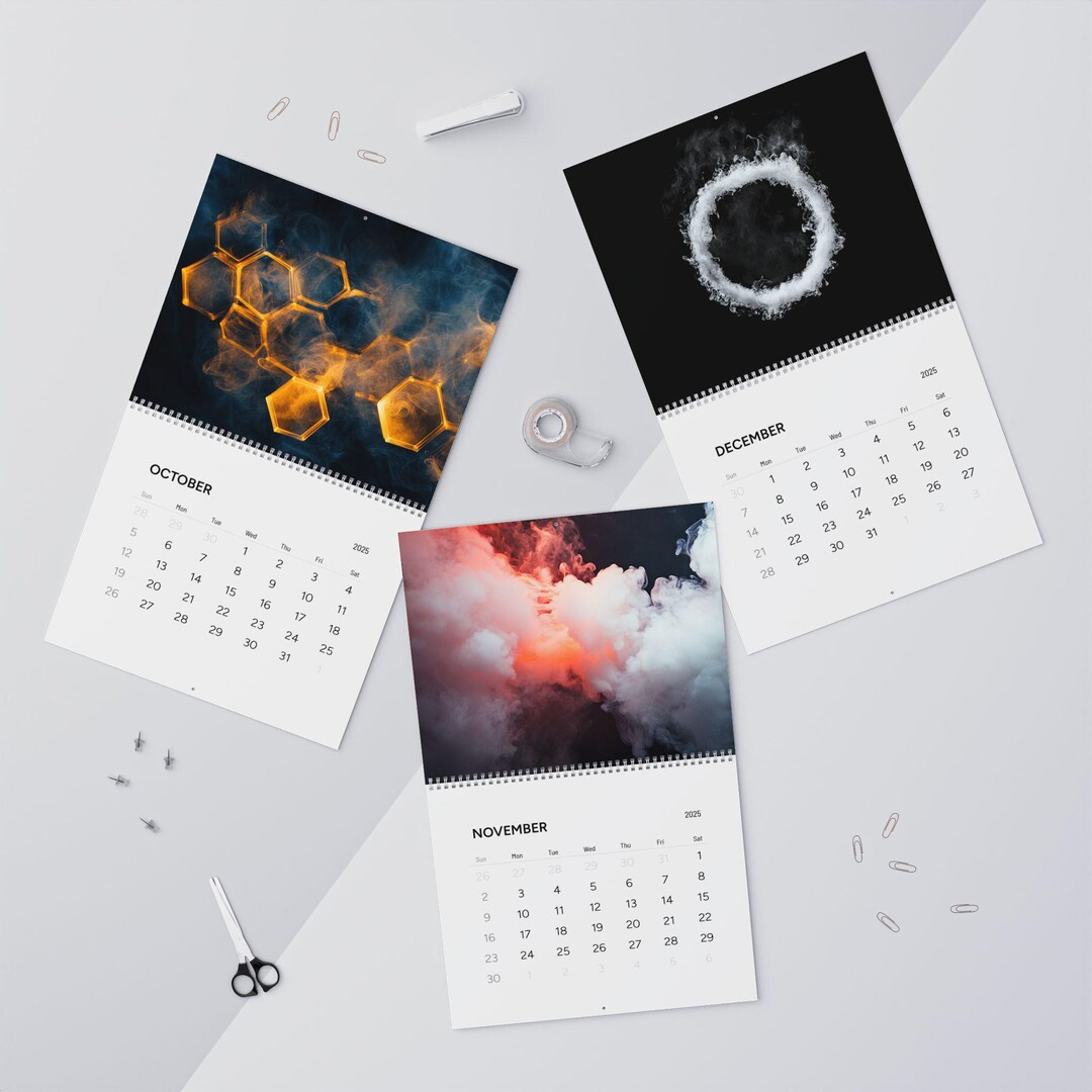 2025 Cool Minimalist Grunge Smoke Wall Calendar, Minimalist Calendar ...