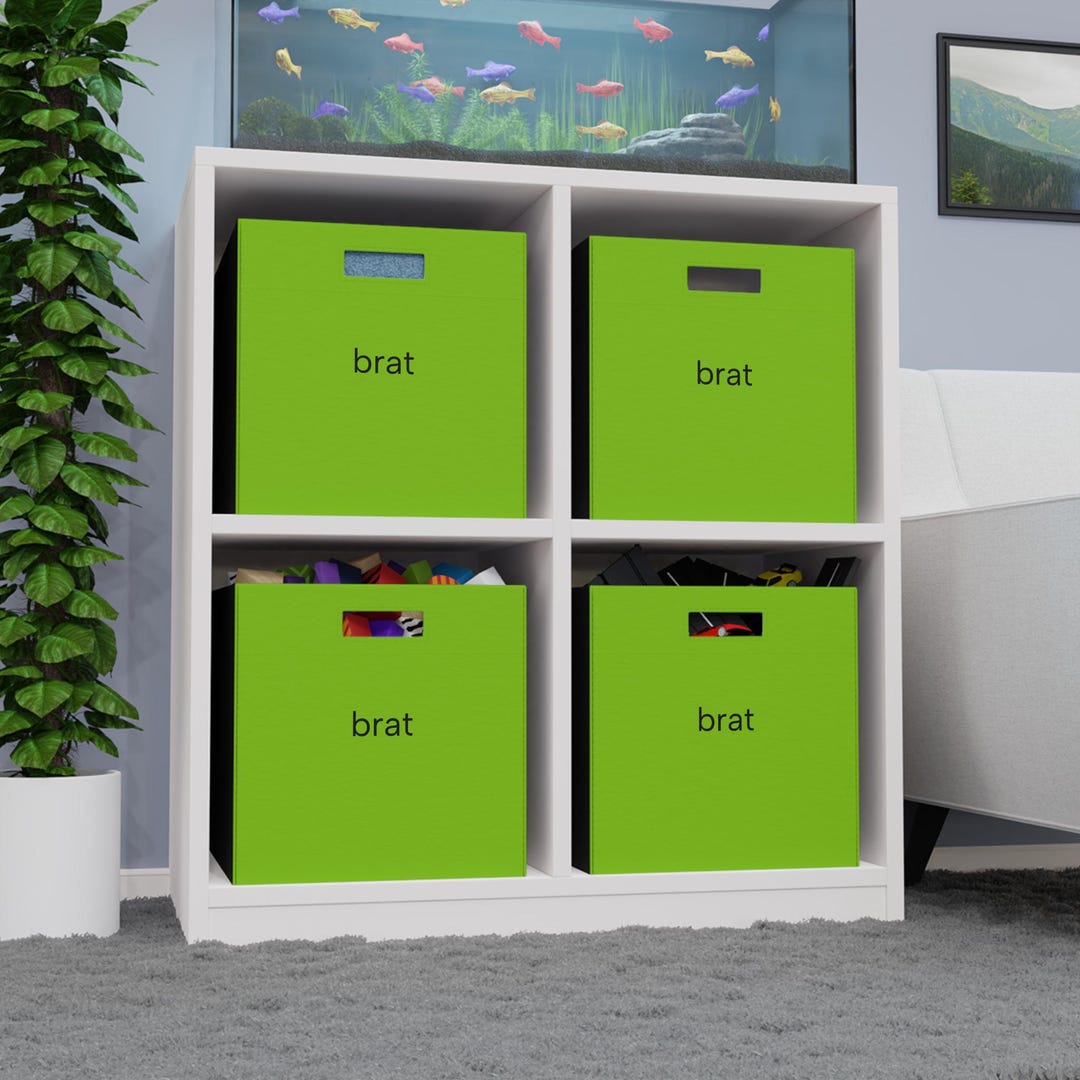 Charli XCX Brat Album Art Inspired Print Lime Green Felt Storage Box x1 ...