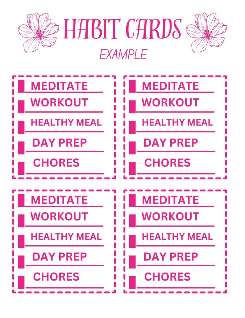 Habit Cards Printable DIGITAL DOWNLOAD Print Cut and Fill CUSTOMIZABLE ...