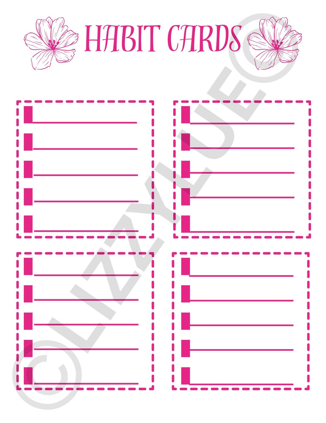 Habit Cards Printable DIGITAL DOWNLOAD Print Cut and Fill CUSTOMIZABLE ...
