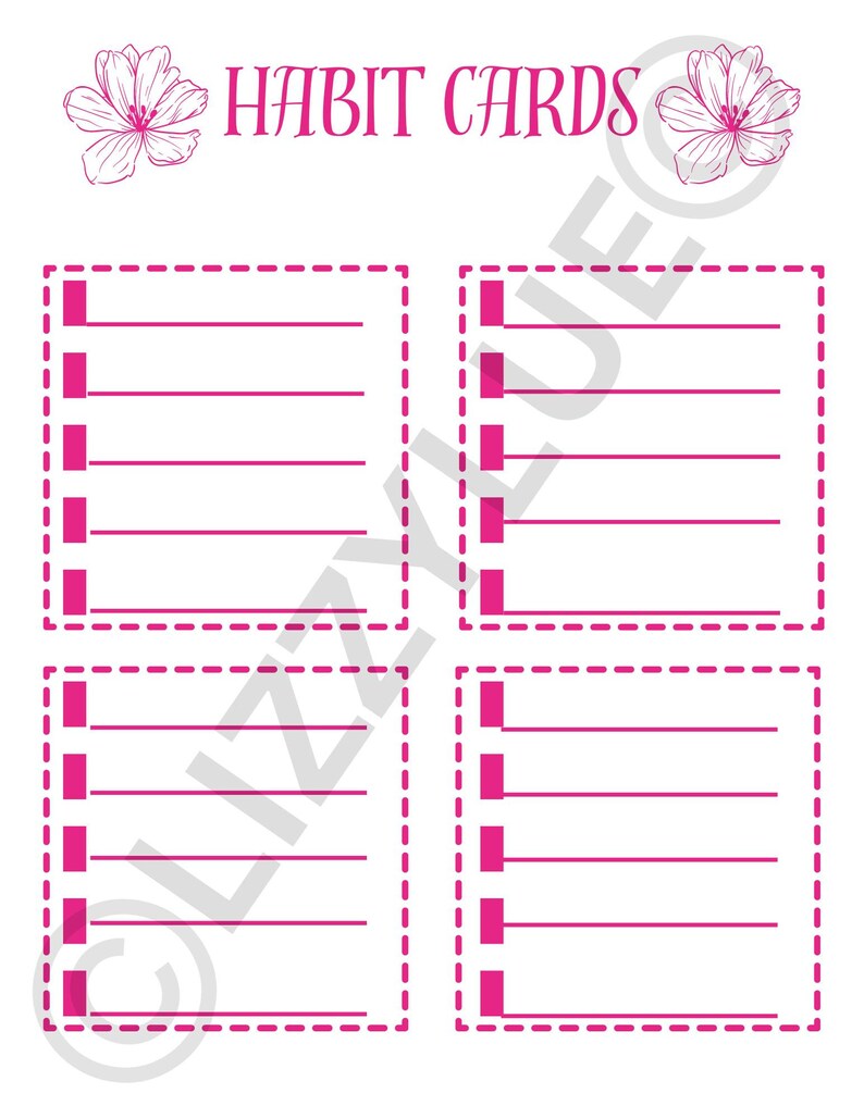 Habit Cards Printable DIGITAL DOWNLOAD Print Cut and Fill CUSTOMIZABLE ...