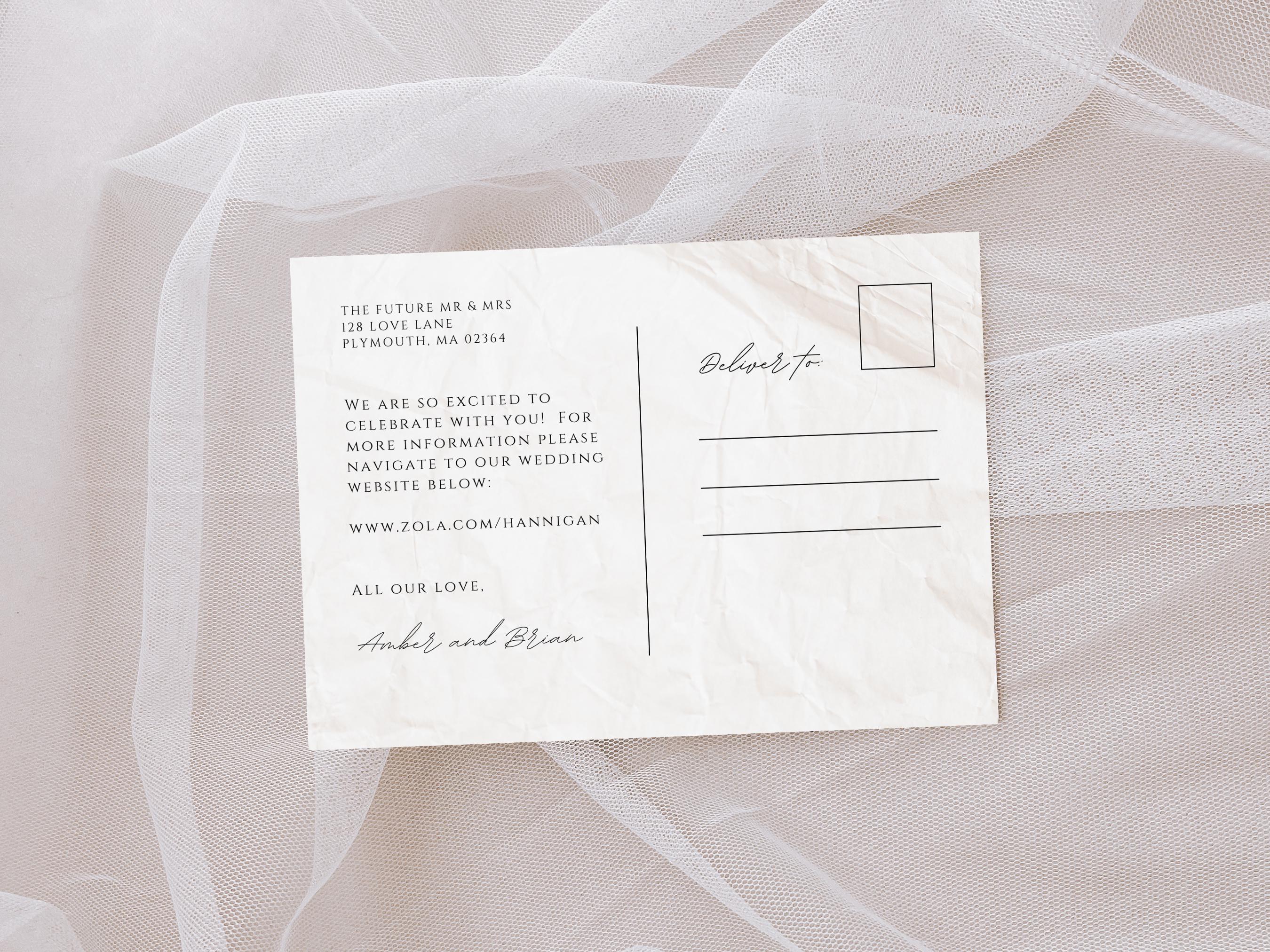 Vintage Postcard Wedding Save the Date Photo, Customizable Wedding ...