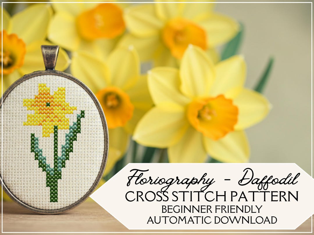 Daffodil Cross Stitch Pattern || Floriography || Digital, Printable or ...