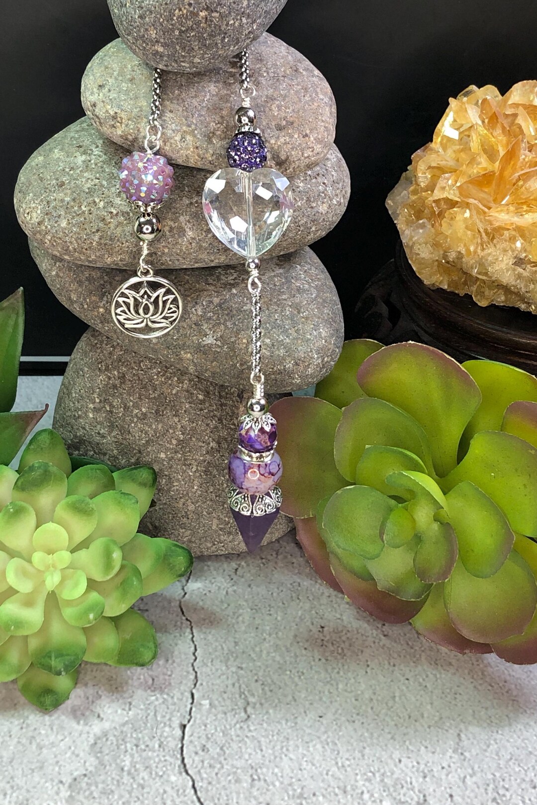 Custom Amethyst Pendulum Reading Divination Tool Witch Crystal Pendulum ...