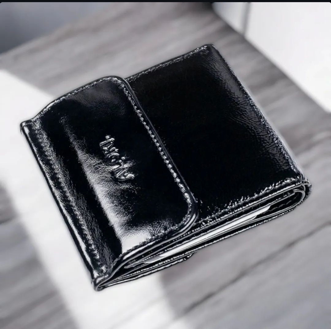 Black Bling Small Patent Leather Wallet Women Purse Card Holder Coin ...