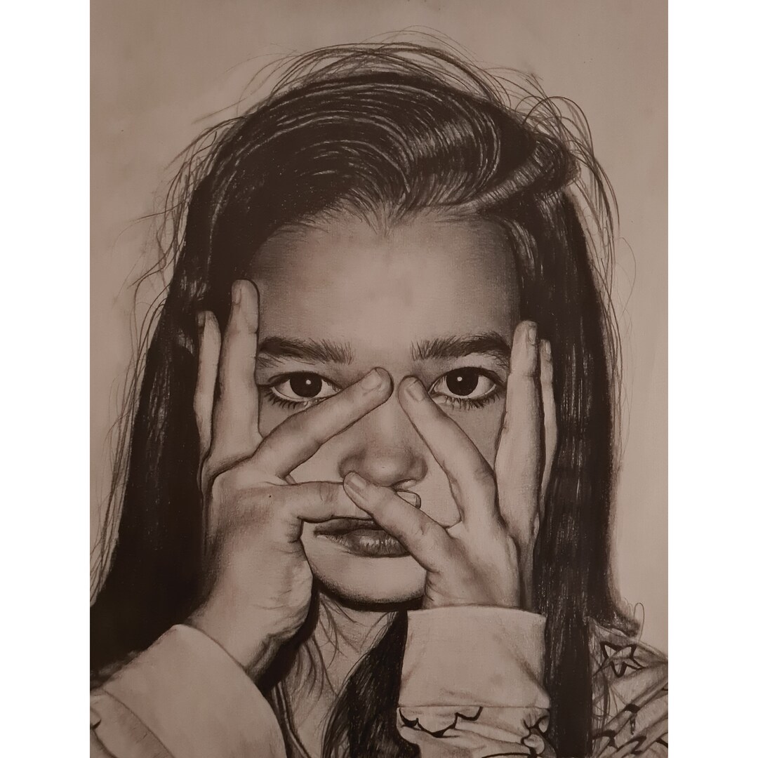 100% Handmade Portrait of Your Loved Ones, Personalized Pencil and Ink ...