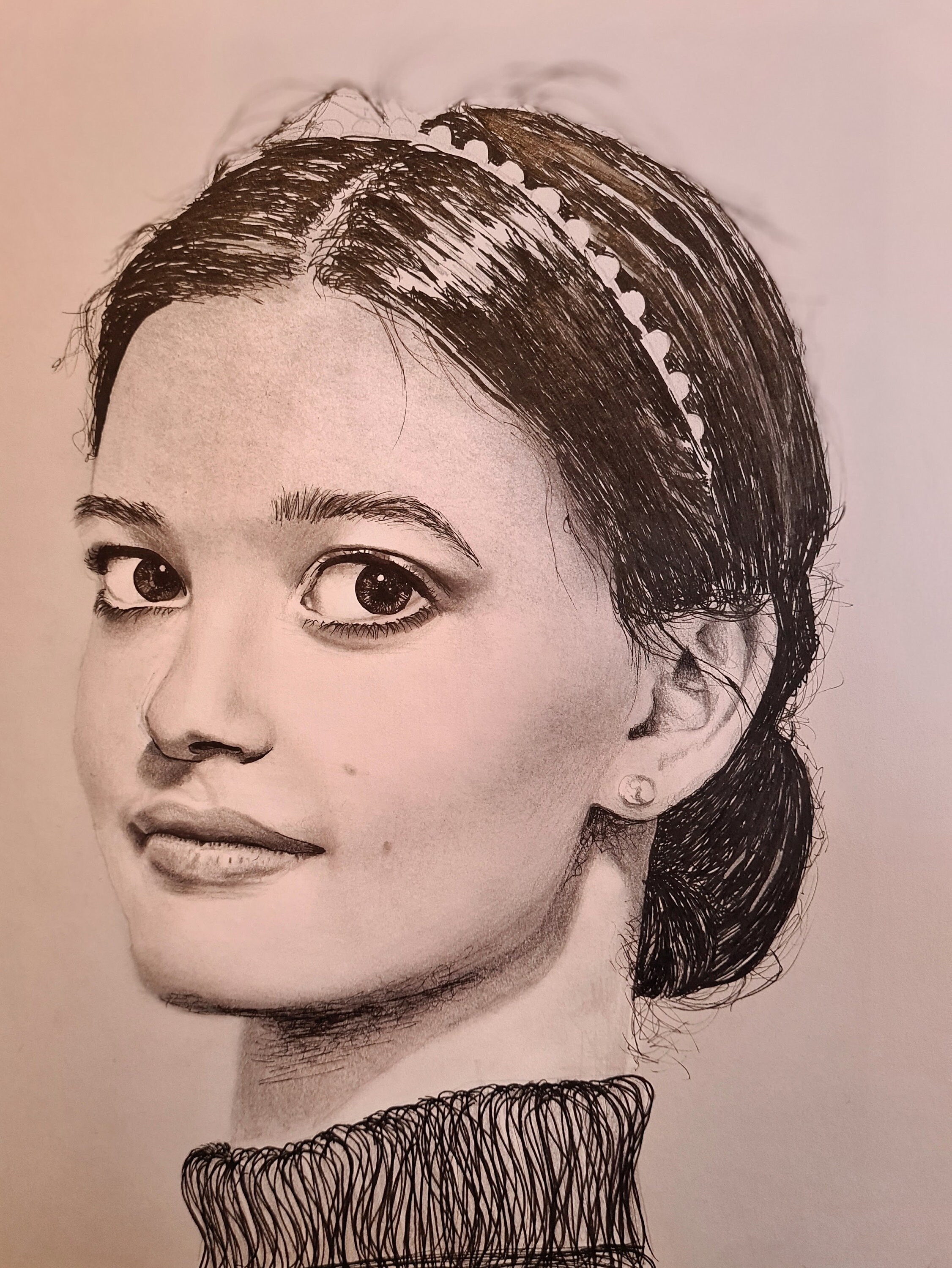 100% Handmade Portrait of Your Loved Ones, Personalized Pencil and Ink ...