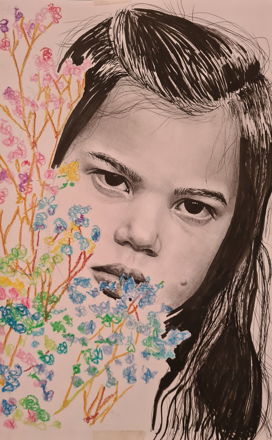 100% Handmade Portrait of Your Loved Ones, Personalized Pencil and Ink ...