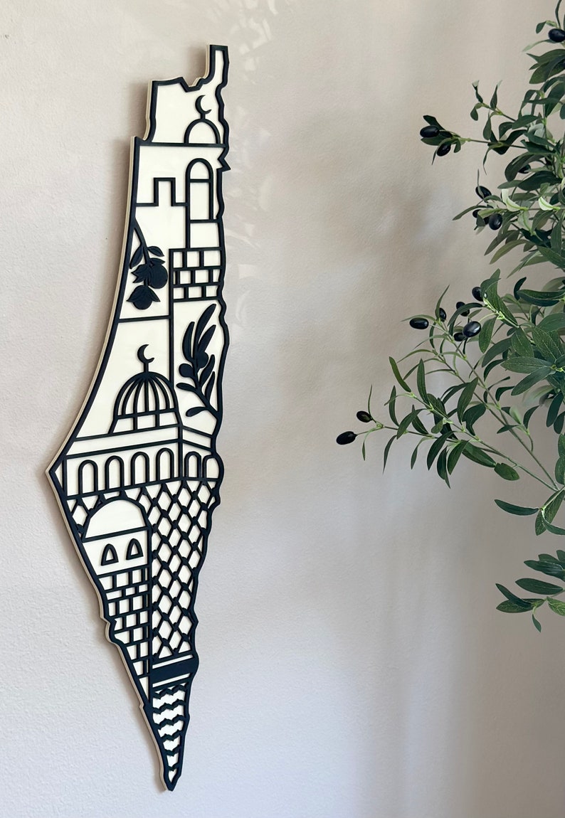 Wooden Palestine Map With Mosque Design - Etsy
