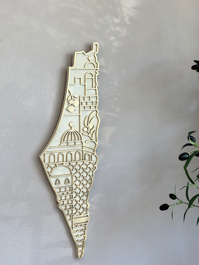 Wooden Palestine Map With Mosque Design - Etsy