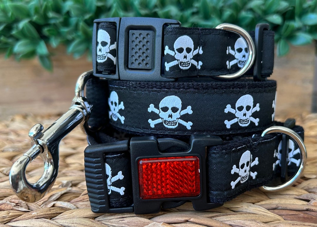 Black Skull & Crossbone Pirate Dog Collar / Leash - Etsy