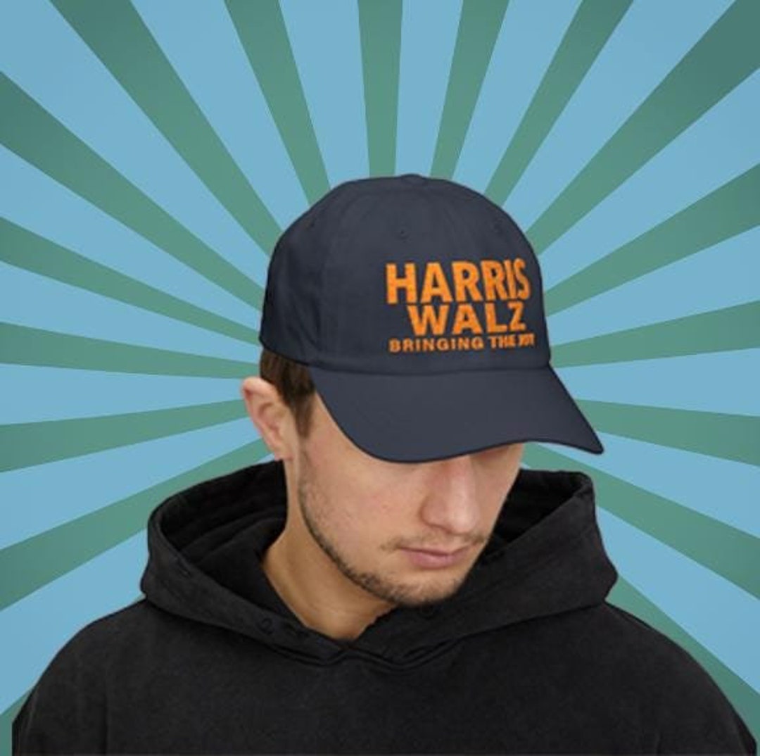 Harris Walz Navy Camo Dad Hat Bringing the Joy Anti Trump Embroidered ...