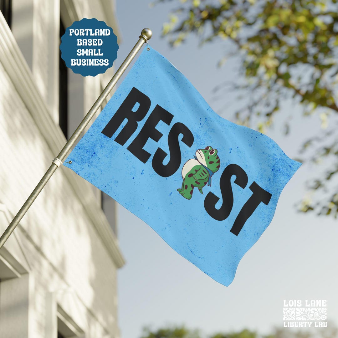 Portland Frog Resist Flag, Resist Fascism Protest Activism House Flag ...