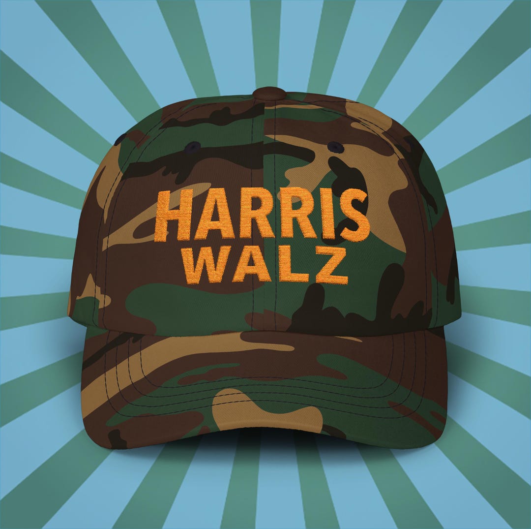 Camo Harris Walz Hat, Orange Embroidered Dad Cap for Democratic Gift ...
