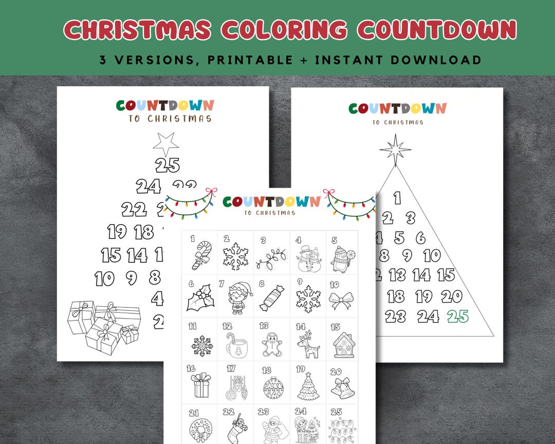Christmas Coloring Countdown Calendar for Kids (PDF Pattern) - Etsy