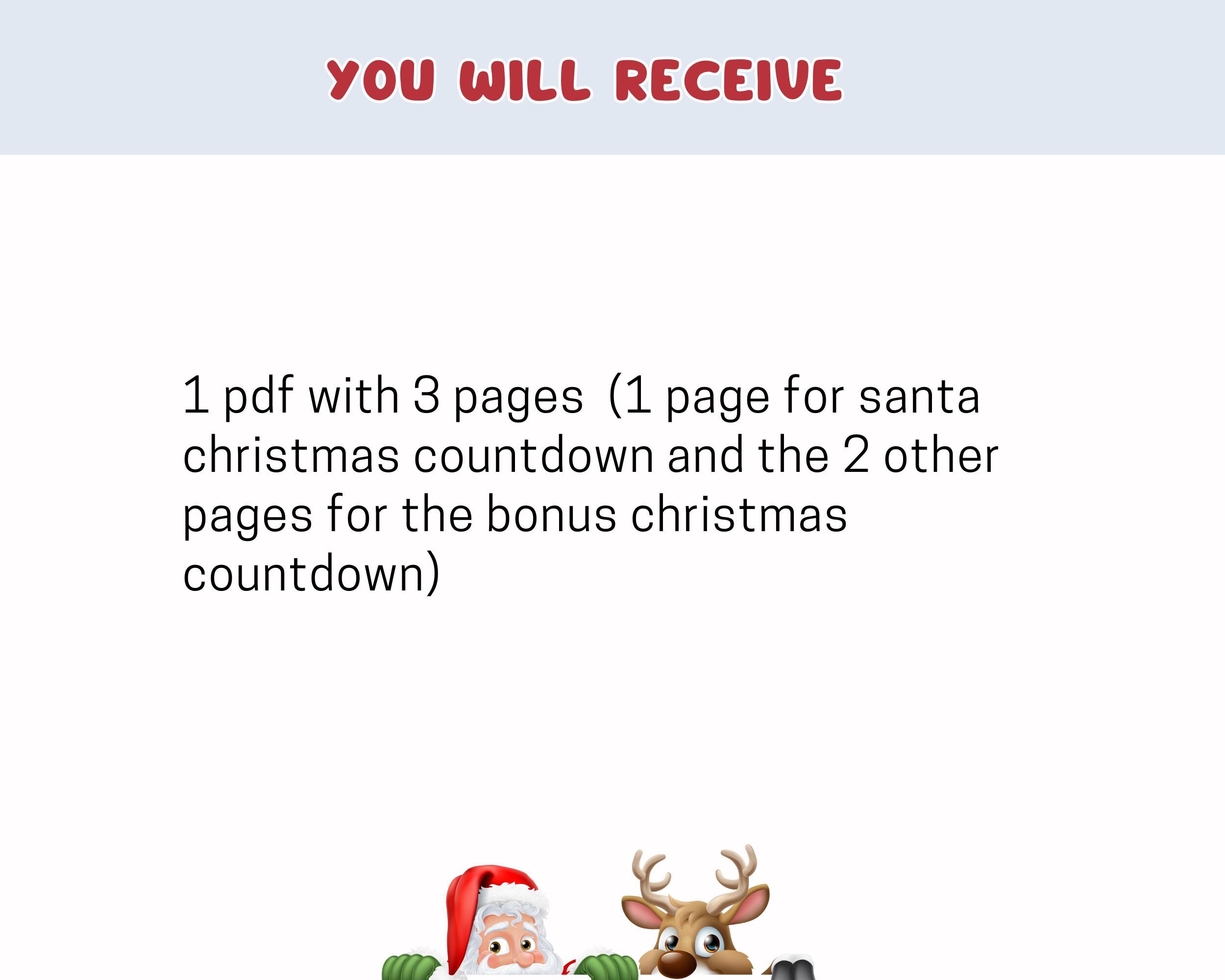 Santa Christmas Countdown, Advent Calendar, Kids Advent Calendar, Santa ...
