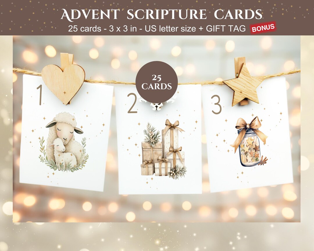 Advent Calendar, Advent Scripture Cards Printable, Christian Advent ...