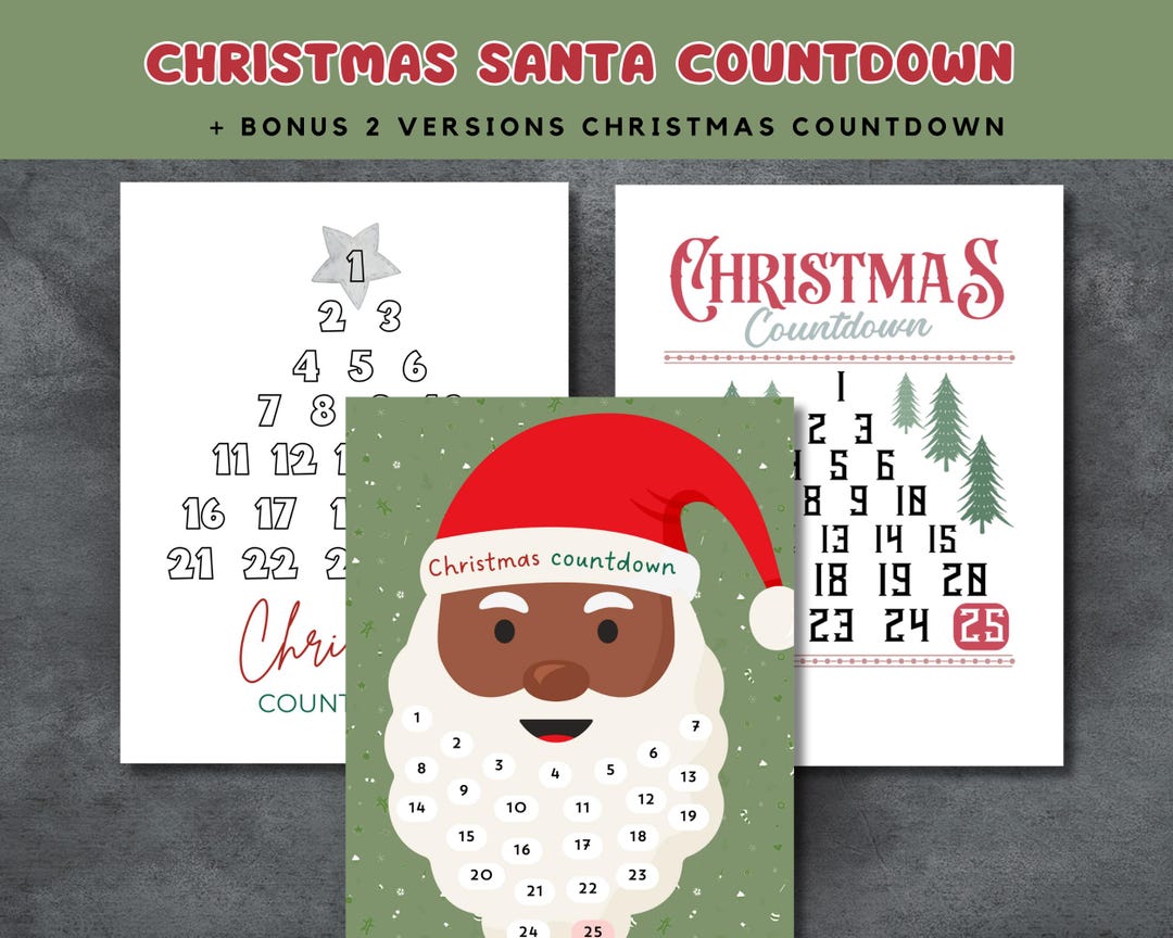 Santa Christmas Countdown, Kids Advent Calendar (printable) - Etsy