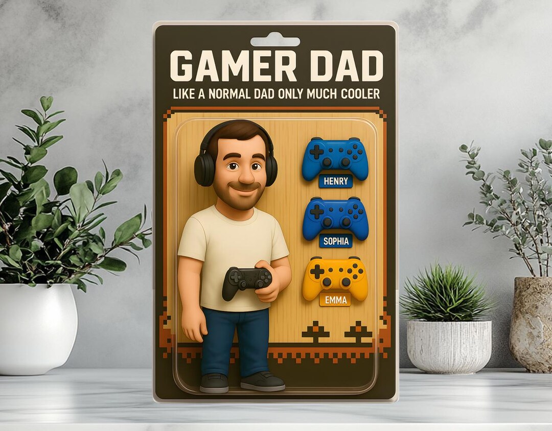 Personalized Gamer Dad Action Figure Plaque – Custom Acrylic Display ...
