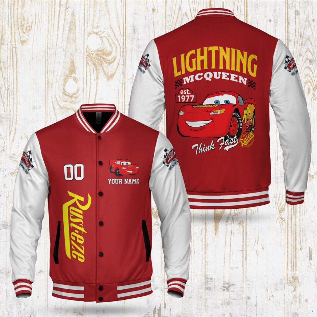 Personalized Lightning Mcqueen Varsity Jacket: Adult Baseball Team ...