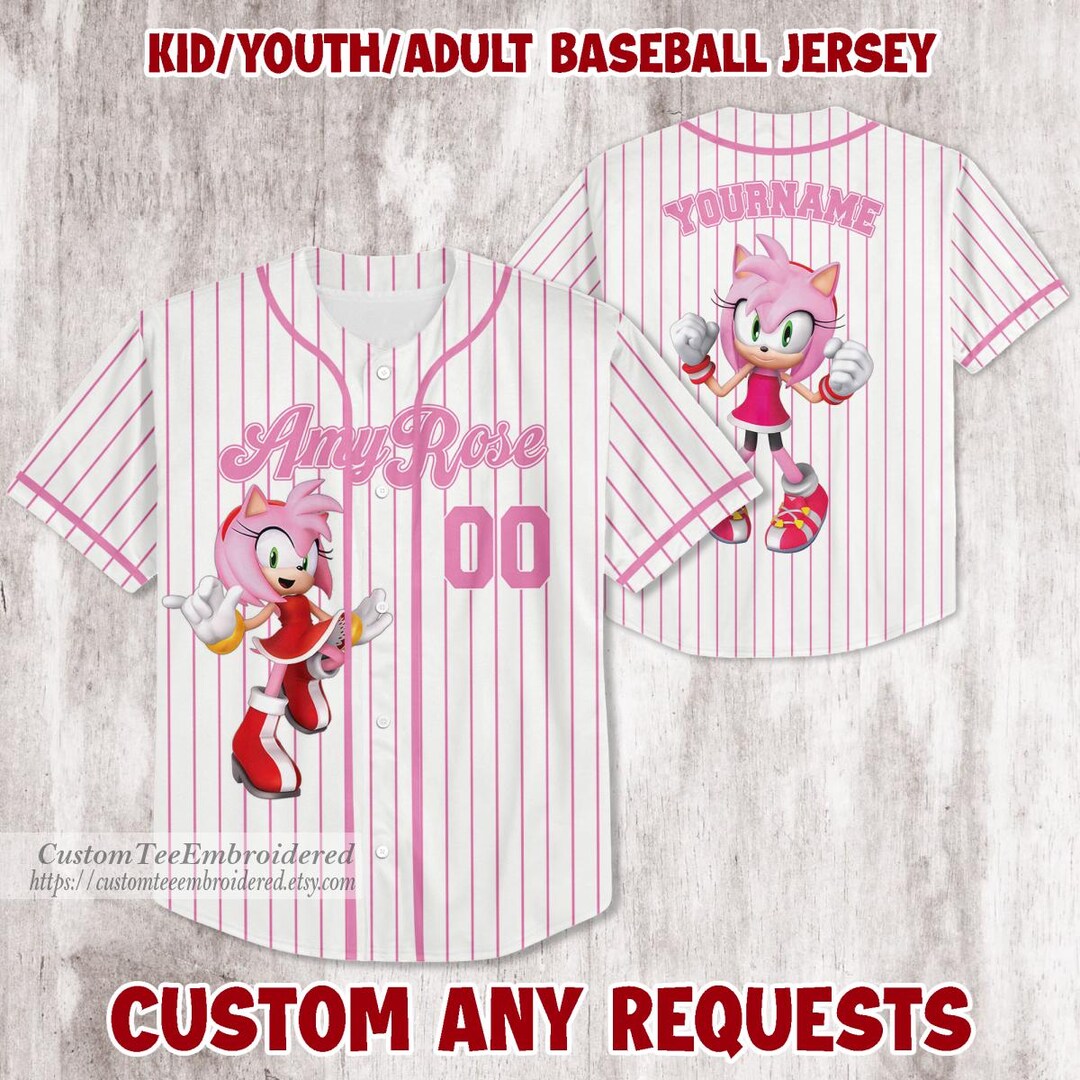 Custom Sonic the Hedgehog Amy Rose Baseball Jersey, Custom Name ...