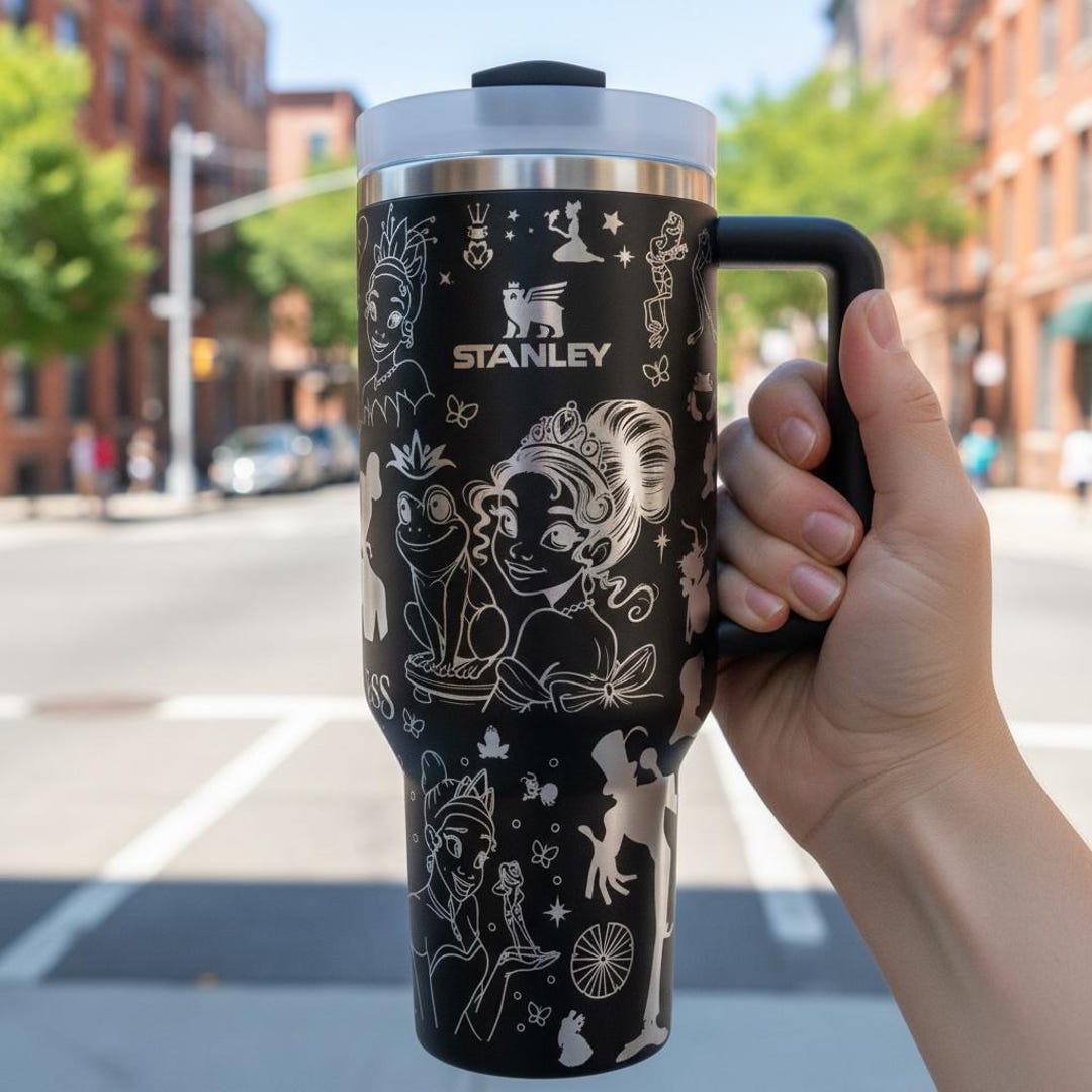 Engraved Cartoon Princess and Frog Laser 40oz With Handle Stainless ...