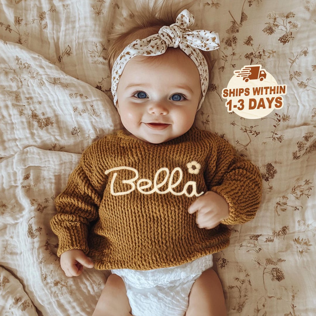 Personalized Baby Sweater With Name/ Hand-embroidered Name Sweater ...
