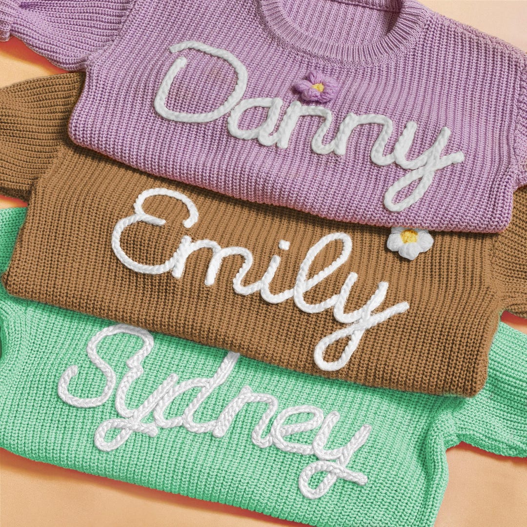 Personalized Baby Sweater With Name/ Hand-embroidered Name Sweater ...