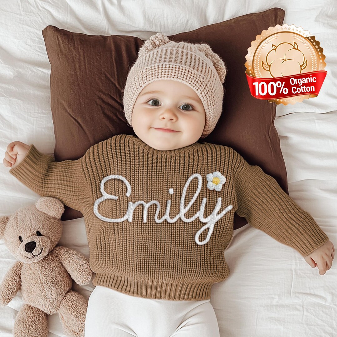 Personalized Baby Sweater With Name/ Hand-embroidered Name Sweater ...