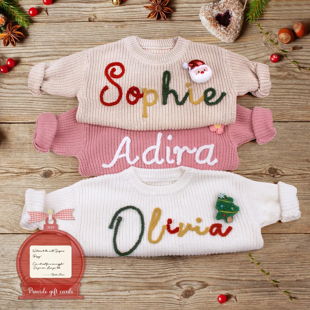 Personalized Baby Sweater With Name/ Hand-embroidered Name Sweater ...