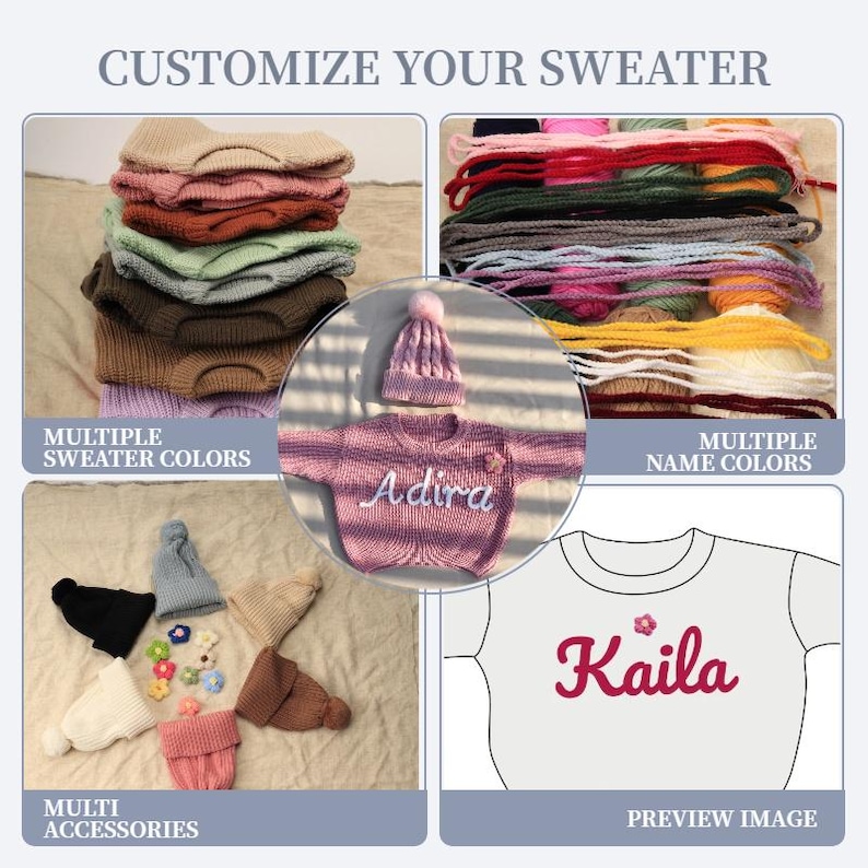 Personalized Baby Sweater With Name/ Hand-embroidered Name Sweater ...
